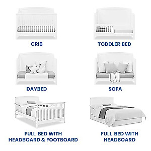 Delta Children Campbell 6-in-1 Convertible Crib - Greenguard Gold Certified, Bianca White