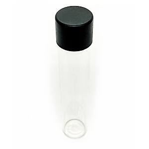Glass Preroll Vials with Child Resistant Cap - 120mm Glass Tube (6, Black)