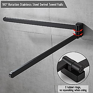 BGL Swivel Towel Rack Black Swivel Towel bar Movable Double Towel Rails Matt Rubber Black Bathroom Accessories