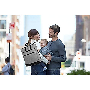 Skip Hop Diaper Bag Backpack: Trio Convertible 3 Wearable Styles with Changing Pad & Stroller Attachment, Grey Heather