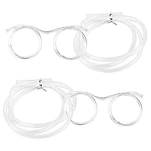 Tenalleys 2 Pcs Silly Novelty Loop Straw Glasses, Fun Loop Eye Straws Reusable Eyeglasses Straw for Parties Birthday, DIY Fun Activities, Kids Party, Annual Meeting