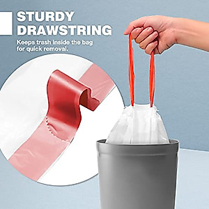Trash Bags Drawstring, 8 Gallon Fragrance Free Medium Kitchen Garbage Bags, 55 Count