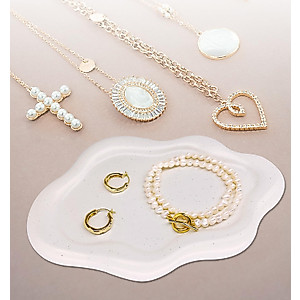 Ceramic Jewelry Dish for Women, Jewelry Tray Trinket Dish, Cloud Tray Jewelry Plate, Watch Keys Tray Ring Dish Holder for Mother's Day/Christmas/Thanksgiving/Birthday Gift, Spotted White