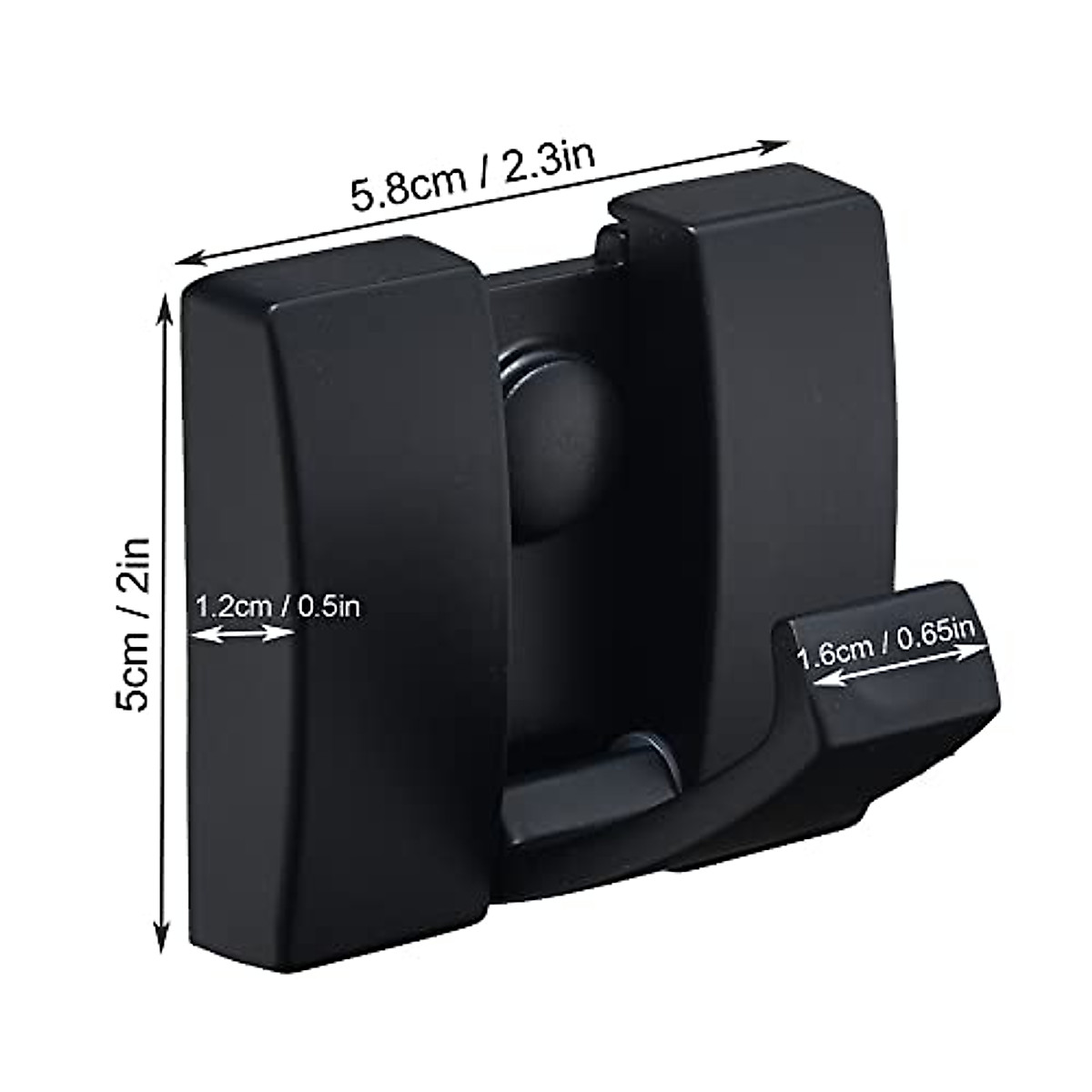 DMYMAT Black Towel Hooks for Bathrooms, Folding Hideaway Coat Hooks 2 Pack, Modern Heavy Duty Wall Hooks, Space Aluminum Material, for Bedroom Closet Hanging Robe Clothes Hat Key