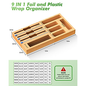 GEYILO Bag Storage Organizer, Storage Bag Organizer, 4 Separate Baggie Organizer, Ziplock Bag Storage Organizer for Kitchen Drawer, Compatible with Gallon, Quart, Sandwich & Snack Variety Size Bags