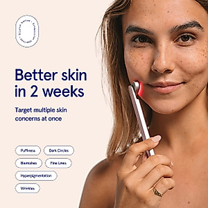 Solawave 4-in-1 Facial Wand and Renew Complex Serum Bundle | Red Light Therapy for Face and Neck | Microcurrent Facial Device for Anti-Aging | Face Massager with Anti-Wrinkle Serum | Rose Gold