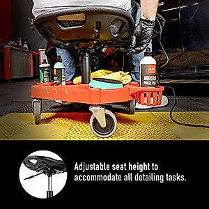 Maxshine Detailing Stool – Heavy Duty Car Detailing Chair, Adjustable Height, Multifunctional Holders, Ergonomic Seat, Maximizing Your Mobility and Convenience for Storing Car Cleaners and Tools