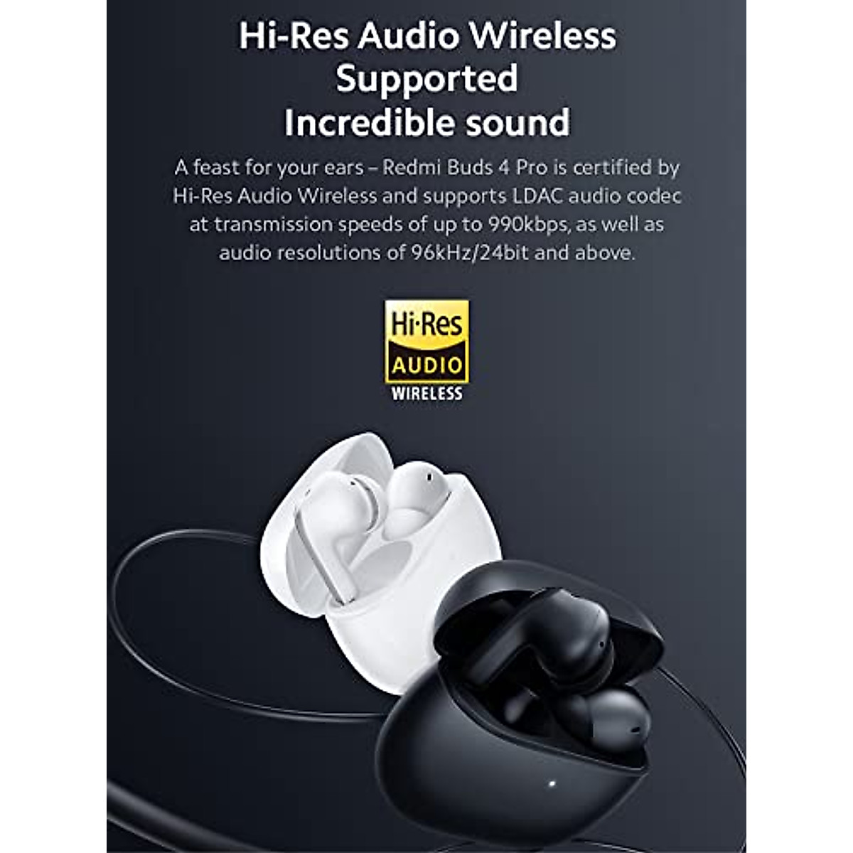 Xiaomi Redmi Buds 4 Pro Wireless Earbuds Noise Cancelling Earbuds, Bluetooth 5.3 Earphones, Up to 43dB Hybrid ANC, Up to 36 Hours Long Battery Life, 3-mic Noise Reduction for Calls, in-Ear Detection