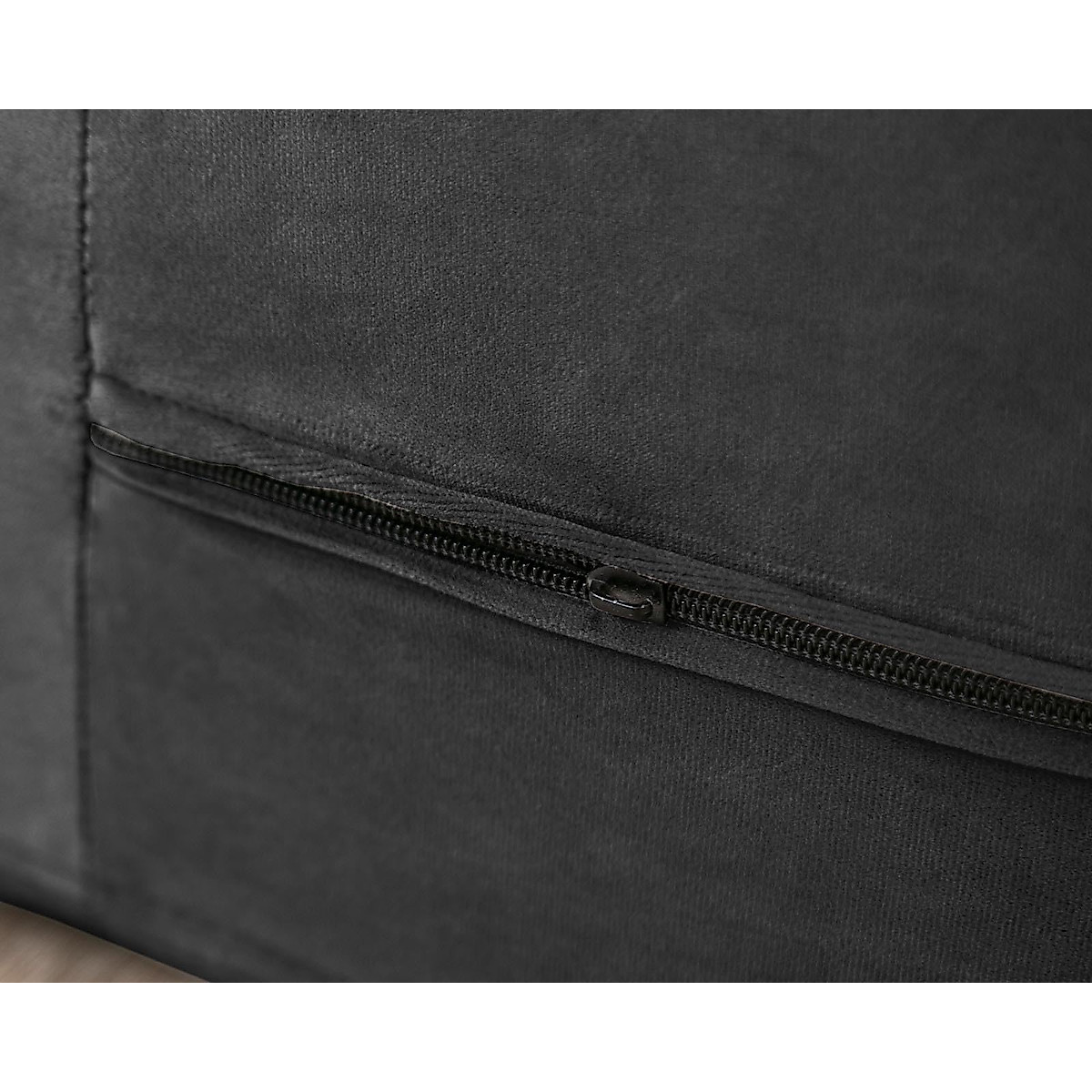 PUREMIND Folding Velvet Sofa Bed with 3 Ottomans, Convertible Floor Sofa, Foldable Sleeper Foam Bed, Comfy Futon Couch with Foam Mattress for Home Apartment Office and Dorm - Dark Gray