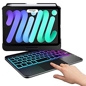 typecase Keyboard Case for iPad Mini 7 (2024) & Mini 6 (2021) - Wireless Case with Keyboard for iPad Mini 7th 6th Generation 8.3" - 10 Colors Backlit Keyboard Cover with Trackpad - Black