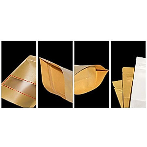 50pcs Kraft Stand Up Pouches, Zip Lock Bags, with Notch and Matte Window, 12x20 cm (4.7 x 7.8 Inch)