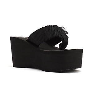 Soda Womens Oxley-S Flip Flop Sandals,Color:Black, Size:10