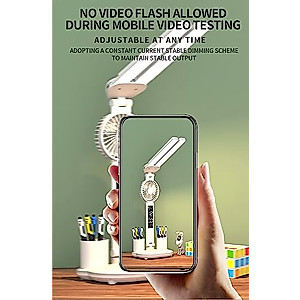 Desk Lamp LED, Lamp with Fan - Foldable Multifunction Table Lamp with Clock Date and Calendar - Led Desk Light with Pen Holder for Bedroom, Home Office Desk Lamp - Reading Table Lamp