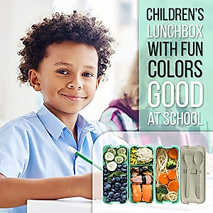 Edtsy Bento box for kids and adults with Dividers 1100 ml - Leakproof lunchbox with utensils - Lunch Solution Offers Durable, Leak-Proof, On-the-Go Meal and Snack Packing (Green)