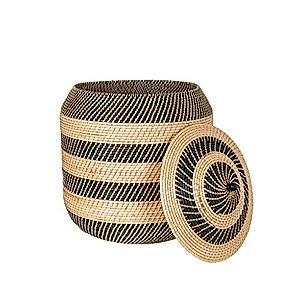 KOUBOO Extra-Large Rattan Belly, Natural-Black Storage Basket
