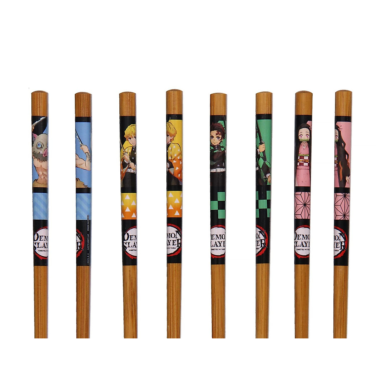 Demon Slayer Set Of 4 Collectible Anime Bamboo Chopsticks 8.85 Inches Long Gift Set