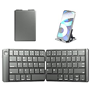 OMOTON Foldable Bluetooth Keyboard, Wireless Folding Keyboard, Multi-Device and Rechargeable, Portable Keyboard for iPhone, iPad, Android, Windows Laptop, Desktop, Tablet and PC (Grey)