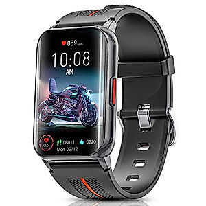 Smart Watch for Android iOS Phones Compatible 1.57 inch Full Touch Screen Fitness Tracker with Heart Rate & Blood Oxygen Monitoring IP68 Waterproof Smart Watches for Men Women (Black)