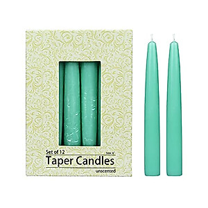 Zest Candle 12-Piece Taper Candles, 6-Inch, Aqua