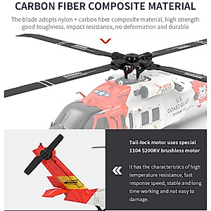 QIYHBVR RC Helicopter Model 6CH 3D American Coast Guard UH-60 Scale RC Helicopter RTF W/GPS Intelligent Control System＆Camera, 2.4G Remote Control,1/47 Scale RTF Edition