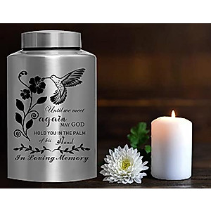 Cremation Urn for Ashes Large Urn for Human Ashes Memory Decorative Funeral Burial Urn Keepsake for Male Female Ashes with Velvet Bag up to 220 lbs Hummingbird Tree of Life Stainless Steel