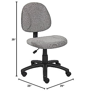 Boss Office Products Perfect Posture Delux Fabric Task Chair without Arms in Grey