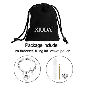 XIUDA Urn Bracelet for Ashes Cremation Bracelet Ashes Bracelet Heart Locket Holder Bangle Link Chain Women Men
