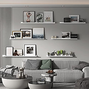 LAPTAIN 36 Inch Floating Shelves Wall Mounted Wall Shelves Set of 3,White Large Picture Ledge Shelf for Bedroom Living Room Bathroom Kitchen Nursery