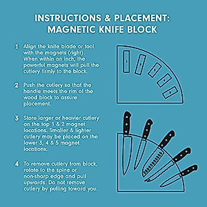 Messermeister Magnetic Knife Block, Acacia - Elegant, Durable & Secure - Holds 10 Knives or Steels & Scissors - 10"w x 10"h x 3"d