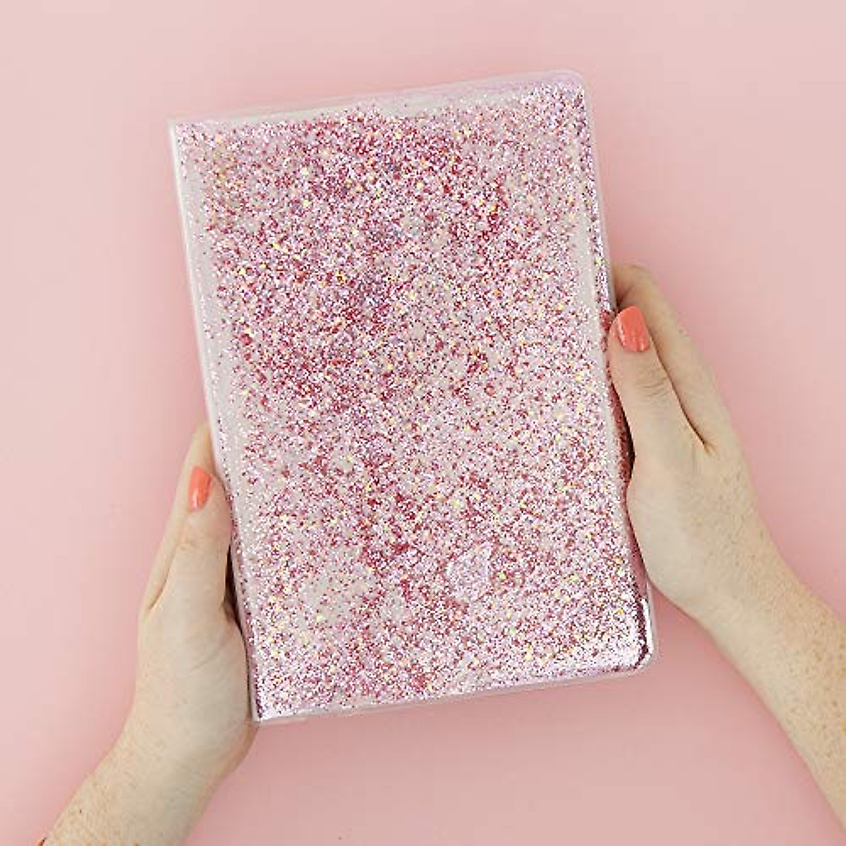Yoobi | Journal with Liquid Glitter Cover | 6" x 8.5" | Pink Glitter