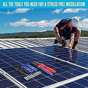 Houseables Solar Crimping Tool, 4mm Wire Connectors for Solar Panels, 51 PCS, for 2.5-6.0mm², 26-10 AWG, Wire Tools, Crimp Kit, Crimper, Cabling, Panel, Spanner Pair, 12 Pairs Connector, Carrier