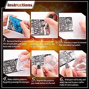 Whaline 6Pcs Snowflake Nail Art Plates Circular Rectangular Winter Stamping Plates Christmas Stamp Templates Stamping Kit for DIY Print Manicure Salon Design Xmas Gift