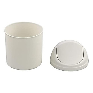 DynkoNA Mini Desktop Waste Bin, Countertop Garbage Can with Lid (White)