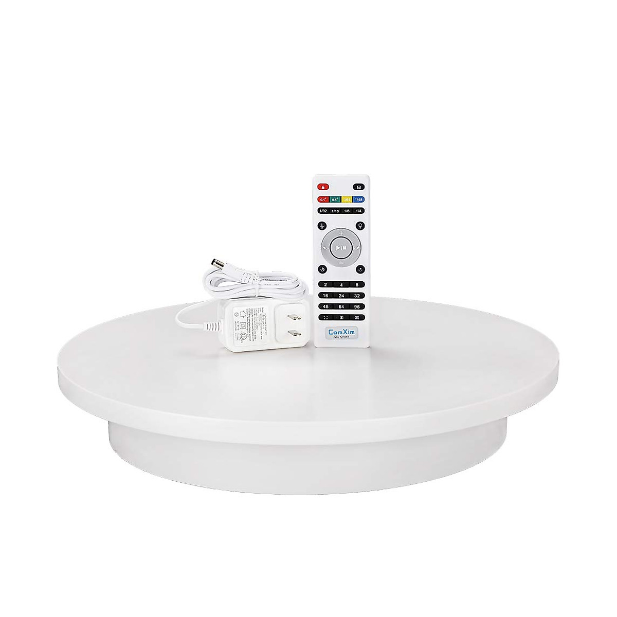 ComXim Professional 360 Degree Photography Turntable for Product Photography, 15.8in(40cm) Diameter,Automatic Remote Control Angle,Speed,Direction, Various Rotation Mode (White)