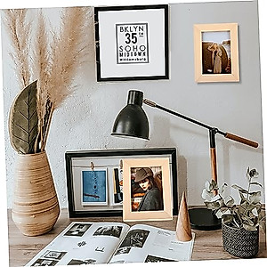 HOMSFOU 6pcs photo frame wood table decor tablescape decor natural wood frame picture frames stand photo display frame 5x7 picture frame Photo Holder Frame for Picture Frame for Photo nail