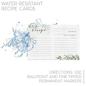 Farmhouse Greenery Recipe Cards from Dashleigh, 48 Cards, 4x6 inches, Sage Green and White, Water-Resistant and Double-Sided (Farmhouse Recipe Cards)