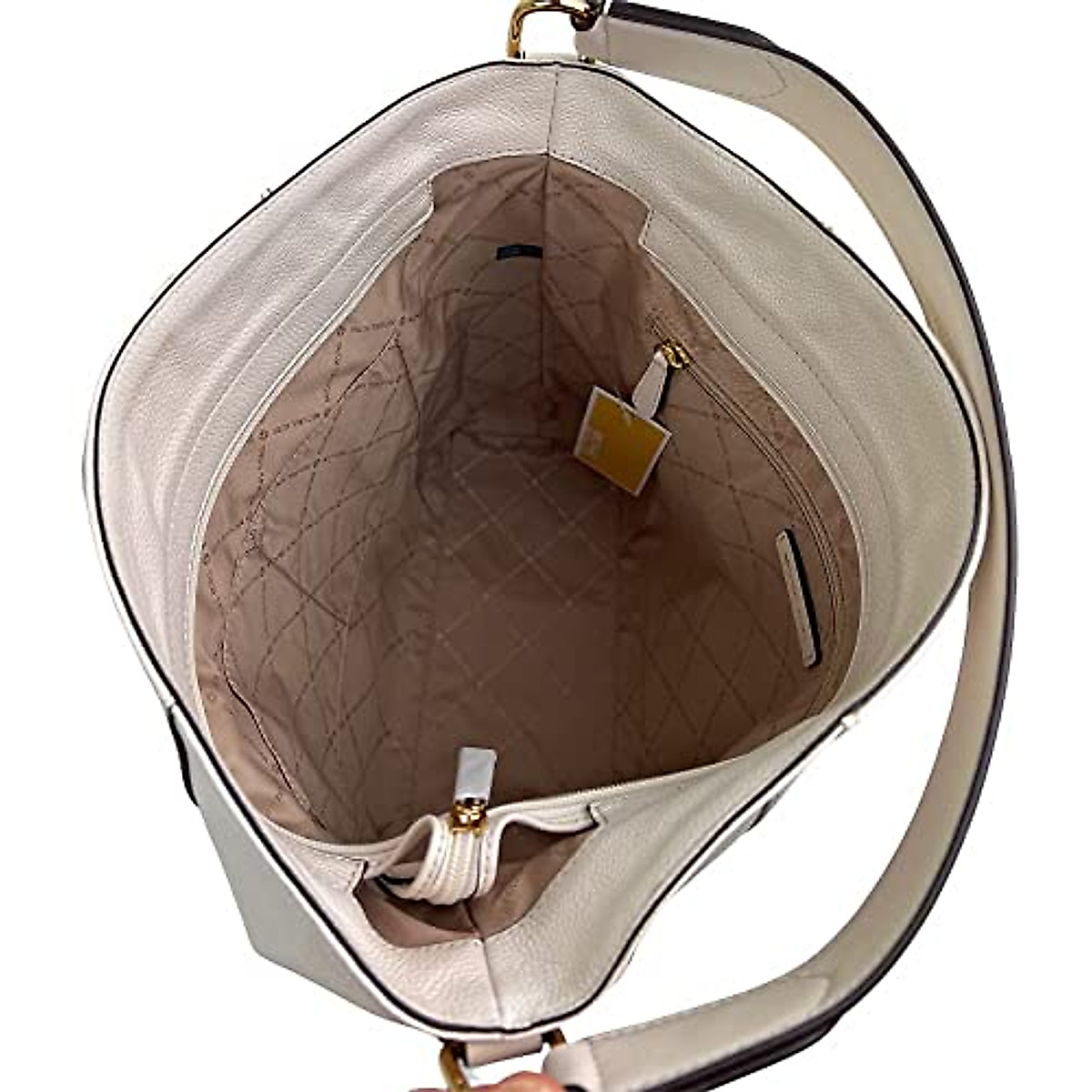 Michael Kors Evie Large Leather Hobo Shoulder Bag (Light Cream)