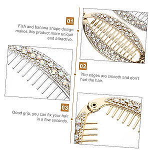 LALAFINA 4pcs Interlocking Hair Clips Banana Clips Hair for Fine Hair Rhinestone Banana Clip Rhinestone Hair Clips Hair Clips Medium Size Rhinestone Hair Accessories Fish Shape Clip Hairpin