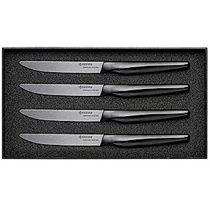 Kyocera 4-piece Ceramic Steak Knife Set, 4.5" Black