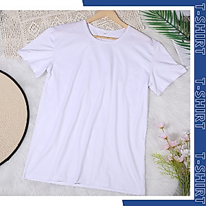 Handepo 6 Pcs Sublimation Men's Blank White T-Shirts, Polyester Crew Neck Short Sleeve for Printing (M Size)