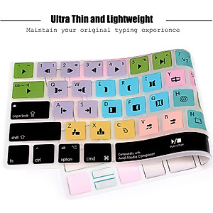 Avid Media Composer Shortcuts Keyboard Cover for MacBook Pro 13 M1 M2, Pro 14/16 M1 Pro/Max M2 Pro MacBook Pro 13 15 Touch Bar 2016-2024