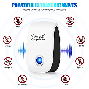 10Pack Upgraded Ultrasonic Pest Repeller Electronic Mouse Repellent Ultrasonic Plug in Rodent Repellent Indoor Sonic Electronic Plug in Pest Controlfor Insect,AntBugs,Mosquito,Rat,Spide,Cockroach
