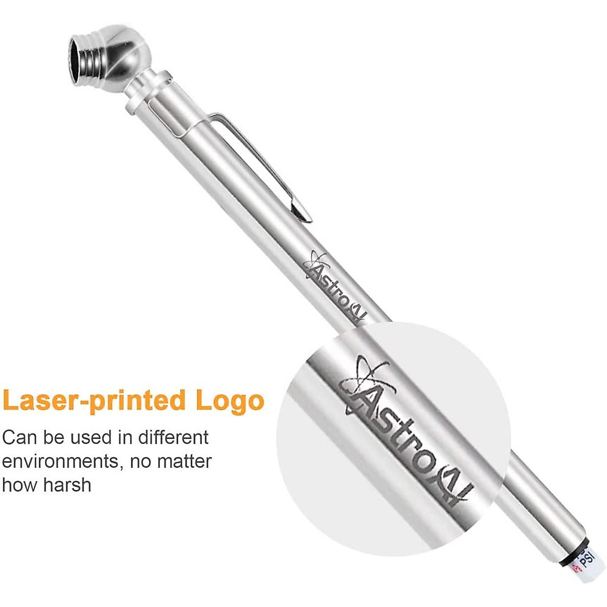 AstroAI Pencil Tire Pressure Gauge 2 Pack, Tire Gauges for Tire Pressure (10-75PSI), air Pressure Gauge for Tires, Stainless Steel Body, and Metal Made Nozzle 3 Measurements for Cars, Bikes, Vehicles