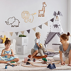 Yulejo Nursery 3 Pieces Jungle Theme Nursery Decor Wooden Animal, Woodland Safari Wall Decor with Glue Points for Bedroom Decor (Lion, Elephant, Giraffe)