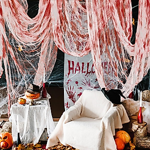 197" x 85" Halloween Creepy Cloth - Halloween Spooky Fabric Cloth - Scary Gauze Blood Creepy Cloth for Haunted House Halloween Party Yard Wall Doorway Outdoors Decoration