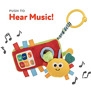 Nuby Plush Phone Pals Musical Hanging Toy with Connector Ring: 0M+, Multi