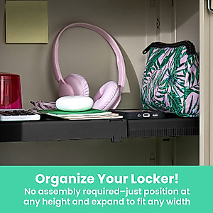 LockerMate Adjust-A-Shelf Easy to Use, Extends to Fit Your Locker, Black