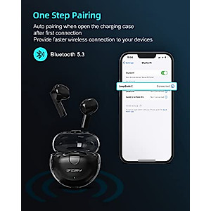 iFory True Wireless Earbuds, Bluetooth 5.3 in-Ear Earphones with Game/Music Mode 60ms Low-Latency Headphones, 40H Playtime Headset Noise cancelation, Auto Pairing Charging Case Headphones (Black)