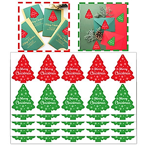 300 Pcs Christmas Envelope Seal Stickers Christmas Tree Labels Merry Christmas Stickers for Gift Invitation Greeting Card Envelopes - Christmas Tags Xmas Holiday Stickers for Christmas Party Favors