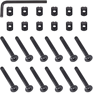 Mardatt M6 x 55mm 24PCS (12 Sets) Black Zinc Plated Hex Socket Cap Bolts Crib Bolts and Barrel Nuts Cross Dowel Replacement for Crib Cots Beds Chair Table Desk Furniture